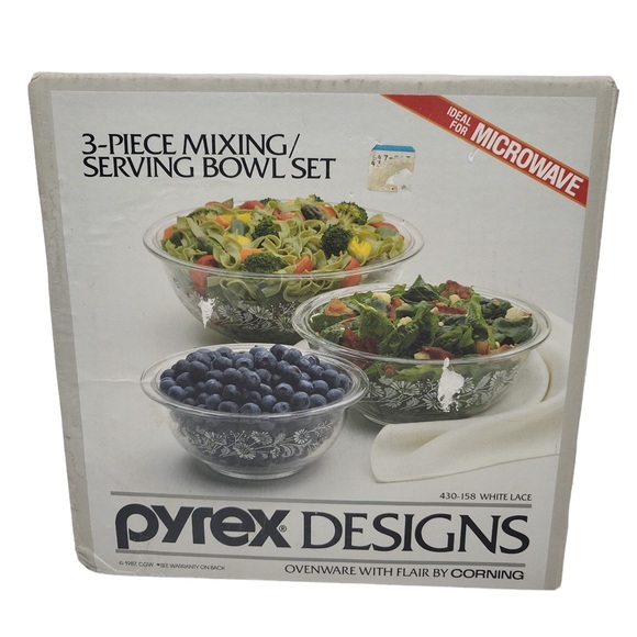 Pyrex | Kitchen | New Vintage 987 Pyrex Designs 3 Piece Mixing Set New ...